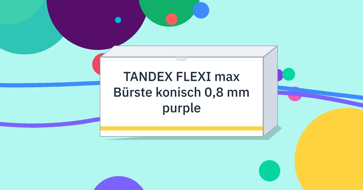Symbolbild: Packung mit der Aufschrift TANDEX FLEXI max Bürste konisch 0,8 mm purple (PZN 08854500) – Verfügbarkeit und Bezug in Apotheken in Frankfurt am Main