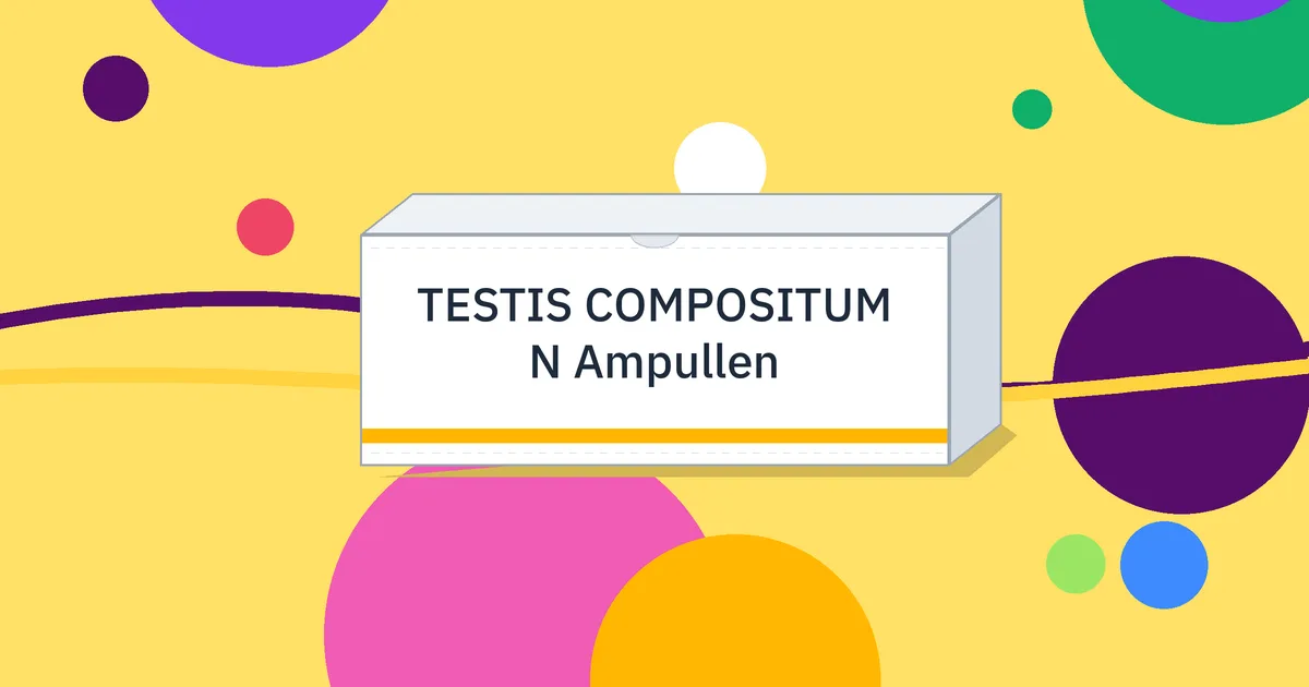 Symbolbild: Packung mit der Aufschrift TESTIS COMPOSITUM N Ampullen (PZN 01676082) – Verfügbarkeit und Bezug in Apotheken in Frankfurt am Main