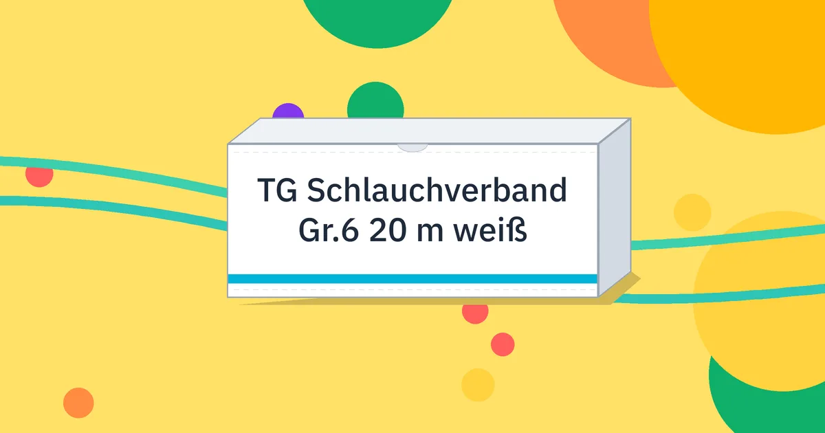 Symbolbild: Packung mit der Aufschrift TG Schlauchverband Gr.6 20 m weiß (PZN 17833951) – Verfügbarkeit und Bezug in Apotheken in Frankfurt am Main