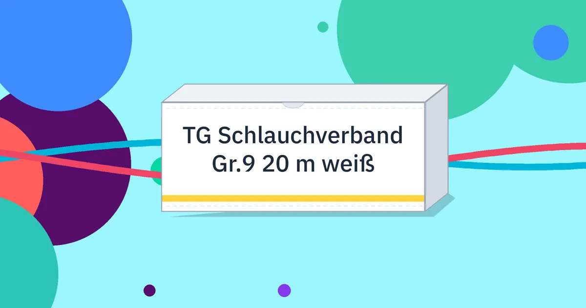 Symbolbild: Packung mit der Aufschrift TG Schlauchverband Gr.9 20 m weiß (PZN 12449099) – Verfügbarkeit und Bezug in Apotheken in Frankfurt am Main
