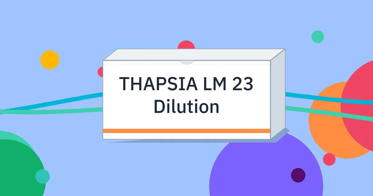 Symbolbild: Packung mit der Aufschrift THAPSIA LM 23 Dilution (PZN 13690153) – Verfügbarkeit und Bezug in Apotheken in Frankfurt am Main