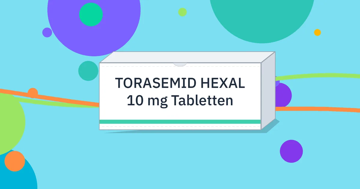 Symbolbild: Packung mit der Aufschrift TORASEMID HEXAL 10 mg Tabletten (PZN 01671363) – Verfügbarkeit und Bezug in Apotheken in Frankfurt am Main
