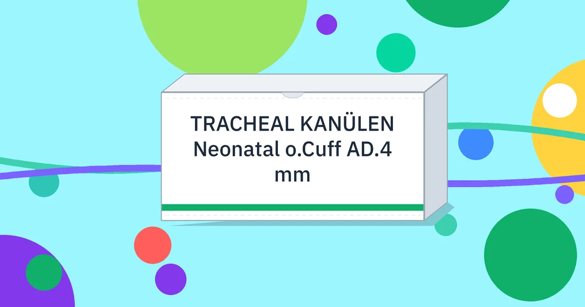 Symbolbild: Packung mit der Aufschrift TRACHEAL KANÜLEN Neonatal o.Cuff AD.4 mm (PZN 09217250) – Verfügbarkeit und Bezug in Apotheken in Frankfurt am Main