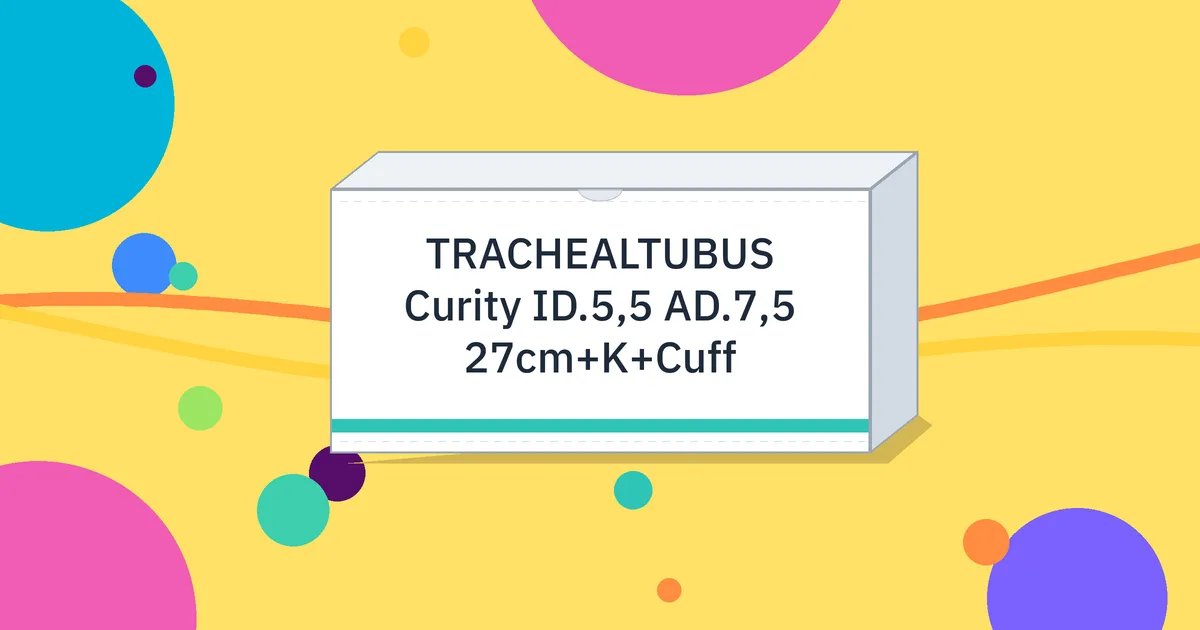 Symbolbild: Packung mit der Aufschrift TRACHEALTUBUS Curity ID.5,5 AD.7,5 27cm+K+Cuff (PZN 08885110) – Verfügbarkeit und Bezug in Apotheken in Frankfurt am Main
