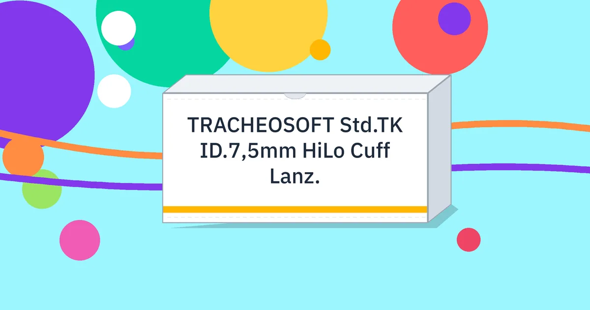 Symbolbild: Packung mit der Aufschrift TRACHEOSOFT Std.TK ID.7,5mm HiLo Cuff Lanz. (PZN 04109828) – Verfügbarkeit und Bezug in Apotheken in Frankfurt am Main
