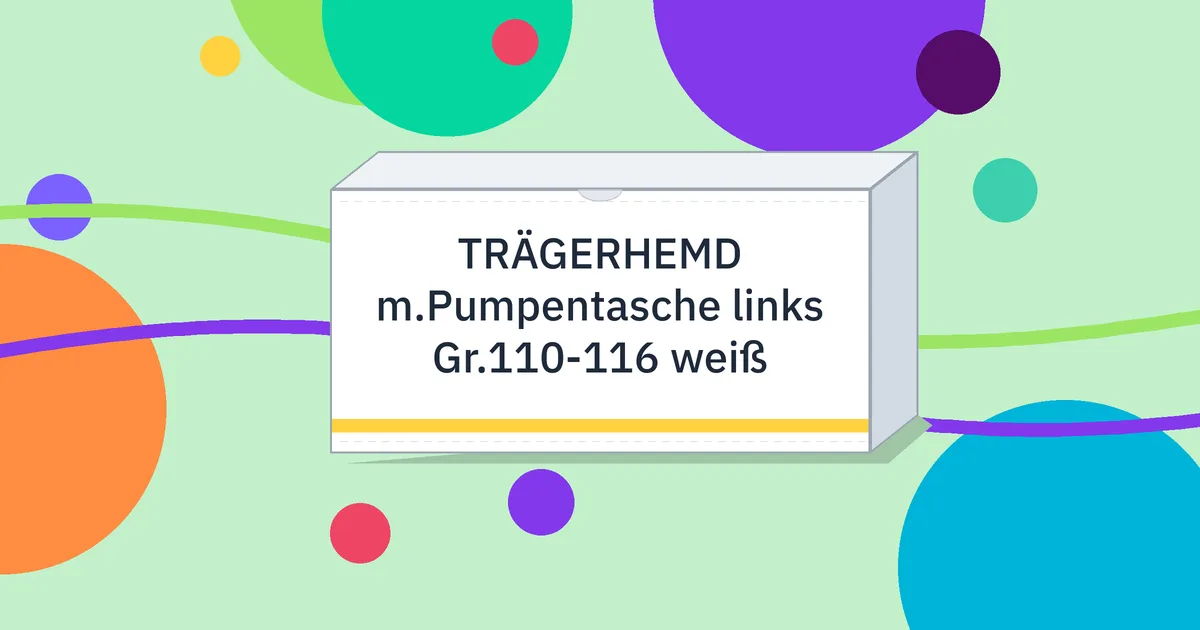 Symbolbild: Packung mit der Aufschrift TRÄGERHEMD m.Pumpentasche links Gr.110-116 weiß (PZN 17552560) – Verfügbarkeit und Bezug in Apotheken in Frankfurt am Main
