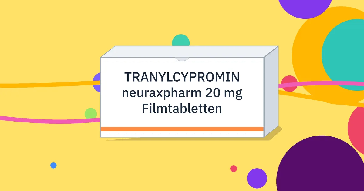 Symbolbild: Packung mit der Aufschrift TRANYLCYPROMIN neuraxpharm 20 mg Filmtabletten (PZN 17482902) – Verfügbarkeit und Bezug in Apotheken in Frankfurt am Main