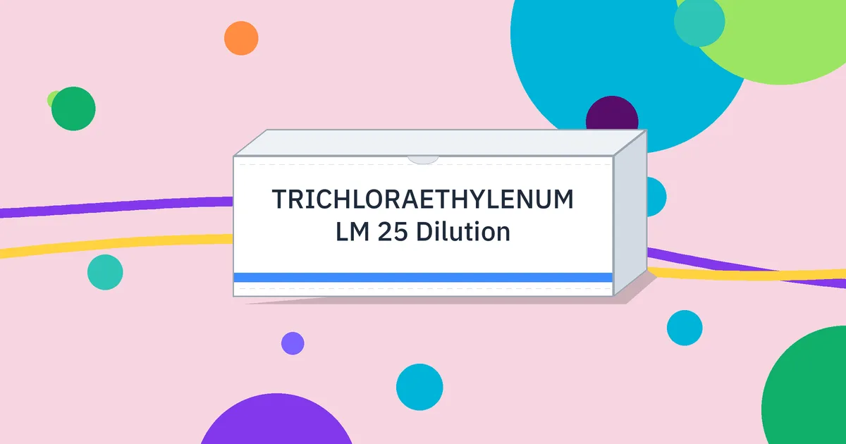 Symbolbild: Packung mit der Aufschrift TRICHLORAETHYLENUM LM 25 Dilution (PZN 13692175) – Verfügbarkeit und Bezug in Apotheken in Frankfurt am Main