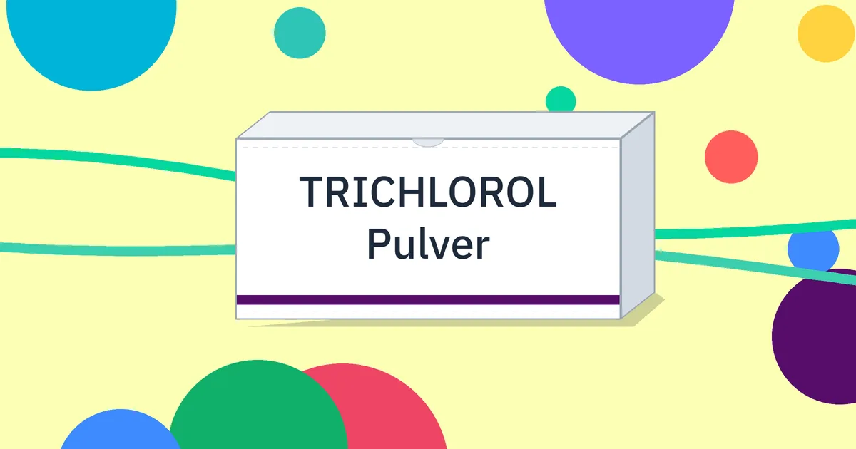 Symbolbild: Packung mit der Aufschrift TRICHLOROL Pulver (PZN 04386580) – Verfügbarkeit und Bezug in Apotheken in Frankfurt am Main