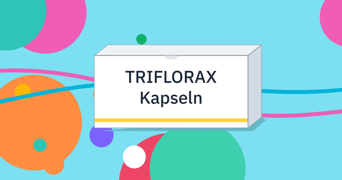 Symbolbild: Packung mit der Aufschrift TRIFLORAX Kapseln (PZN 20310872) – Verfügbarkeit und Bezug in Apotheken in Frankfurt am Main