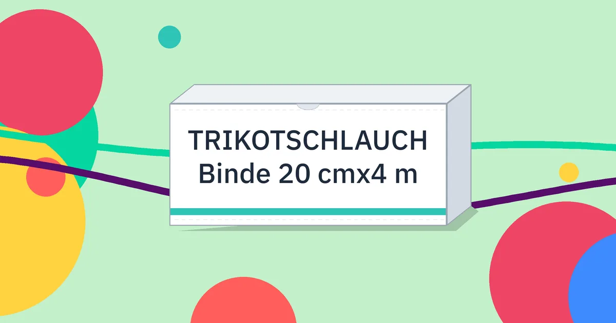 Symbolbild: Packung mit der Aufschrift TRIKOTSCHLAUCH Binde 20 cmx4 m (PZN 01232327) – Verfügbarkeit und Bezug in Apotheken in Frankfurt am Main