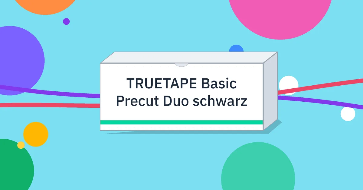 Symbolbild: Packung mit der Aufschrift TRUETAPE Basic Precut Duo schwarz (PZN 19537116) – Verfügbarkeit und Bezug in Apotheken in Frankfurt am Main