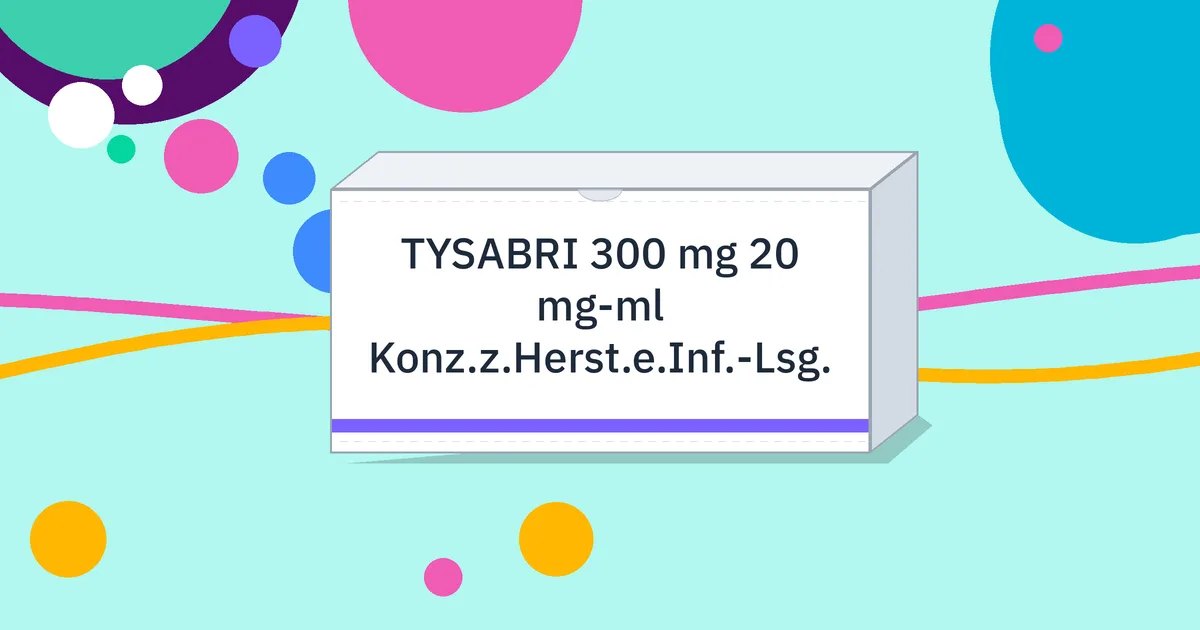 Symbolbild: Packung mit der Aufschrift TYSABRI 300 mg 20 mg-ml Konz.z.Herst.e.Inf.-Lsg. (PZN 20548378) – Verfügbarkeit und Bezug in Apotheken in Frankfurt am Main