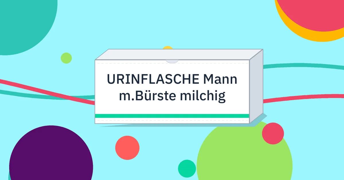 Symbolbild: Packung mit der Aufschrift URINFLASCHE Mann m.Bürste milchig (PZN 07530161) – Verfügbarkeit und Bezug in Apotheken in Frankfurt am Main
