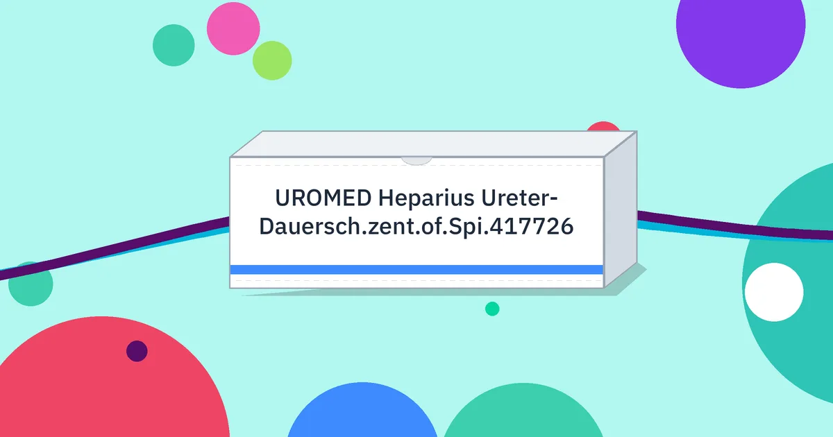 Symbolbild: Packung mit der Aufschrift UROMED Heparius Ureter-Dauersch.zent.of.Spi.417726 (PZN 11370846) – Verfügbarkeit und Bezug in Apotheken in Frankfurt am Main