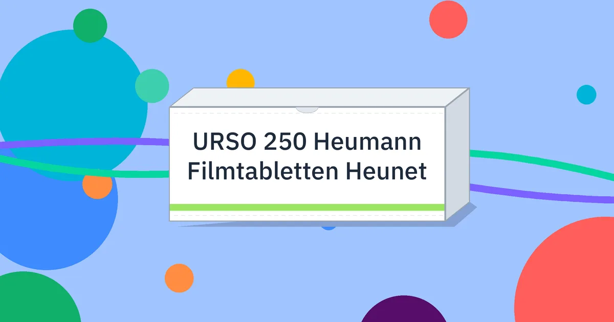 Symbolbild: Packung mit der Aufschrift URSO 250 Heumann Filmtabletten Heunet (PZN 13877242) – Verfügbarkeit und Bezug in Apotheken in Frankfurt am Main