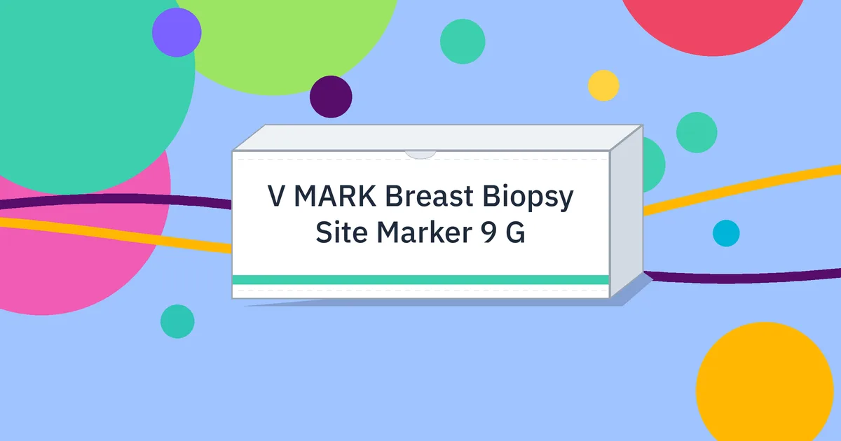 Symbolbild: Packung mit der Aufschrift V MARK Breast Biopsy Site Marker 9 G (PZN 06771974) – Verfügbarkeit und Bezug in Apotheken in Frankfurt am Main