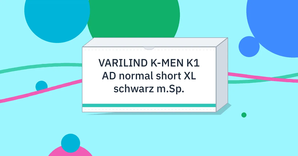 Symbolbild: Packung mit der Aufschrift VARILIND K-MEN K1 AD normal short XL schwarz m.Sp. (PZN 20569133) – Verfügbarkeit und Bezug in Apotheken in Frankfurt am Main