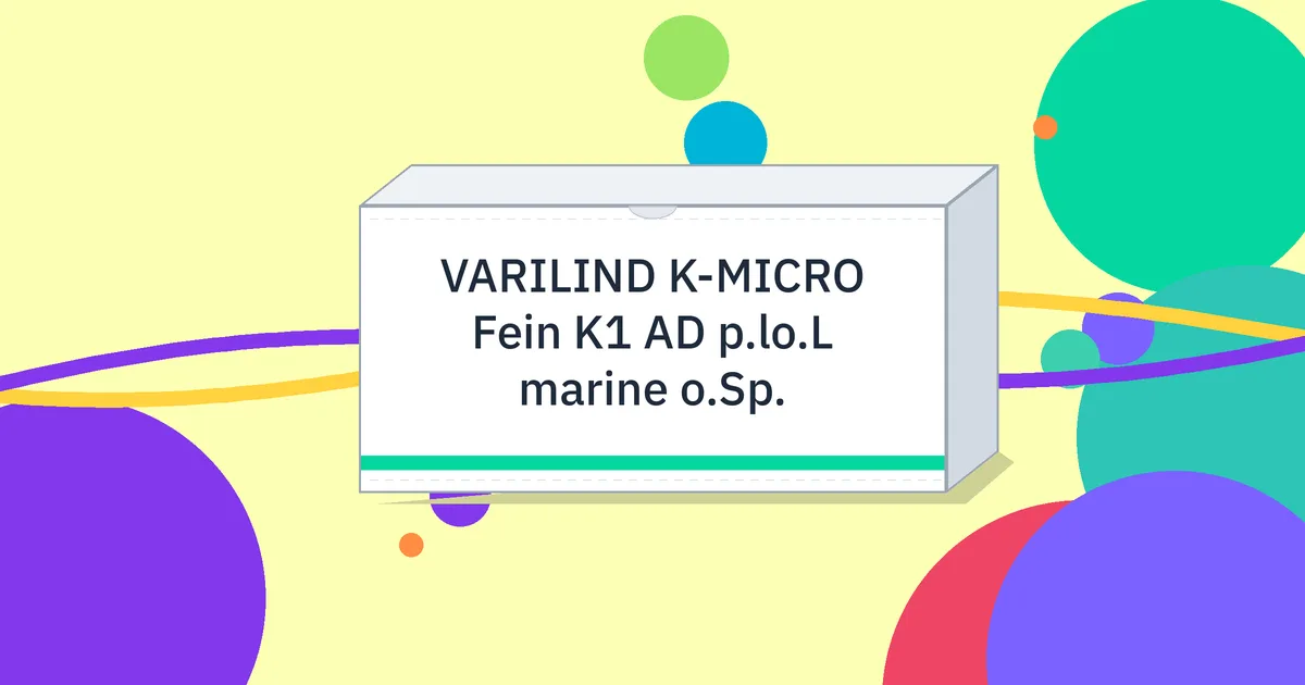 Symbolbild: Packung mit der Aufschrift VARILIND K-MICRO Fein K1 AD p.lo.L marine o.Sp. (PZN 20557704) – Verfügbarkeit und Bezug in Apotheken in Frankfurt am Main