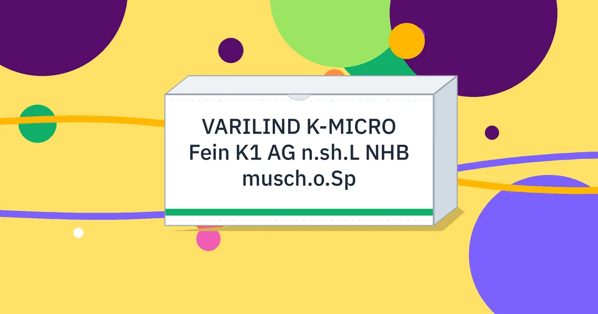 Symbolbild: Packung mit der Aufschrift VARILIND K-MICRO Fein K1 AG n.sh.L NHB musch.o.Sp (PZN 20618558) – Verfügbarkeit und Bezug in Apotheken in Frankfurt am Main