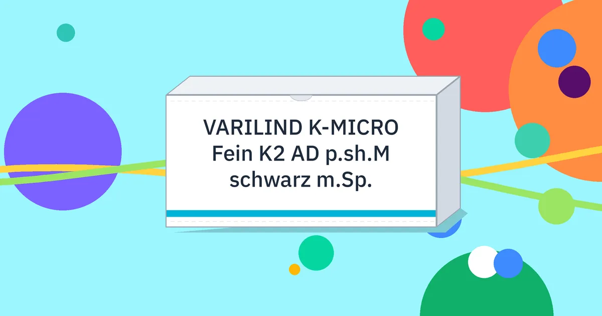 Symbolbild: Packung mit der Aufschrift VARILIND K-MICRO Fein K2 AD p.sh.M schwarz m.Sp. (PZN 20559011) – Verfügbarkeit und Bezug in Apotheken in Frankfurt am Main