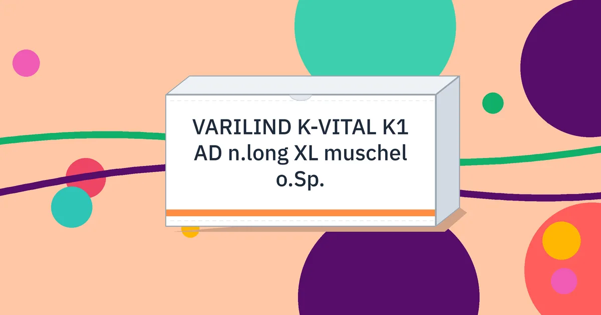 Symbolbild: Packung mit der Aufschrift VARILIND K-VITAL K1 AD n.long XL muschel o.Sp. (PZN 20567269) – Verfügbarkeit und Bezug in Apotheken in Frankfurt am Main
