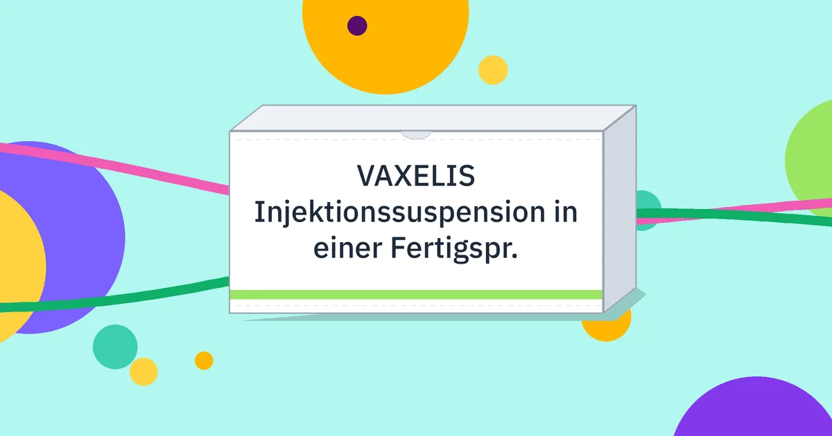 Symbolbild: Packung mit der Aufschrift VAXELIS Injektionssuspension in einer Fertigspr. (PZN 16147107) – Verfügbarkeit und Bezug in Apotheken in Frankfurt am Main