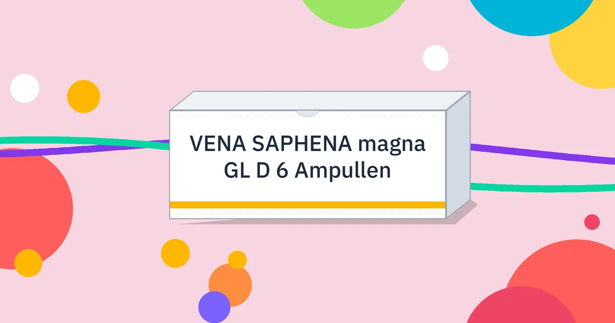 Symbolbild: Packung mit der Aufschrift VENA SAPHENA magna GL D 6 Ampullen (PZN 03792415) – Verfügbarkeit und Bezug in Apotheken in Frankfurt am Main