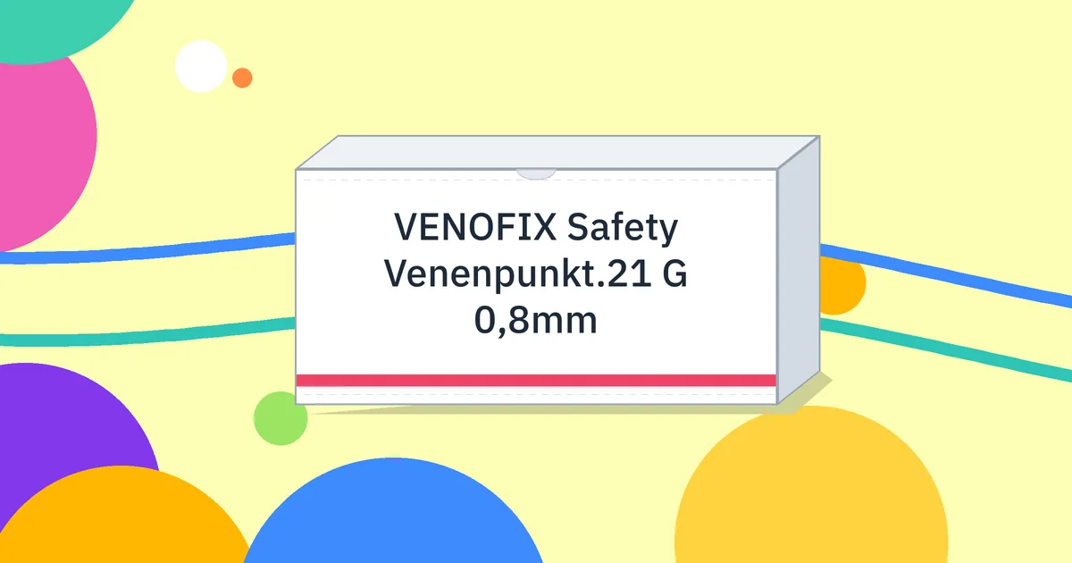 Symbolbild: Packung mit der Aufschrift VENOFIX Safety Venenpunkt.21 G 0,8mm (PZN 00328404) – Verfügbarkeit und Bezug in Apotheken in Frankfurt am Main
