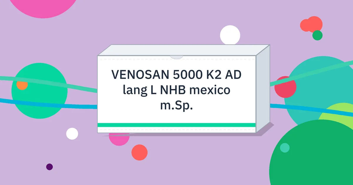 Symbolbild: Packung mit der Aufschrift VENOSAN 5000 K2 AD lang L NHB mexico m.Sp. (PZN 14430112) – Verfügbarkeit und Bezug in Apotheken in Frankfurt am Main