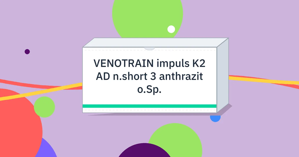 Symbolbild: Packung mit der Aufschrift VENOTRAIN impuls K2 AD n.short 3 anthrazit o.Sp. (PZN 15221936) – Verfügbarkeit und Bezug in Apotheken in Frankfurt am Main