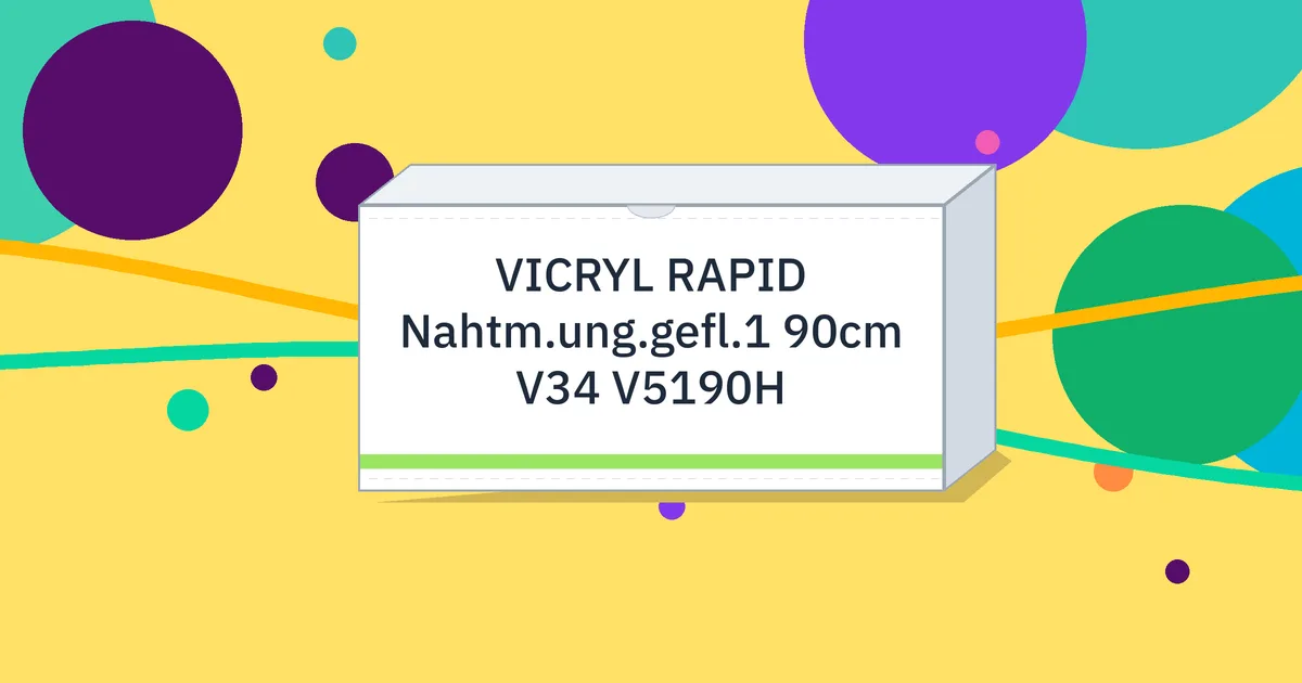 Symbolbild: Packung mit der Aufschrift VICRYL RAPID Nahtm.ung.gefl.1 90cm V34 V5190H (PZN 20915954) – Verfügbarkeit und Bezug in Apotheken in Frankfurt am Main