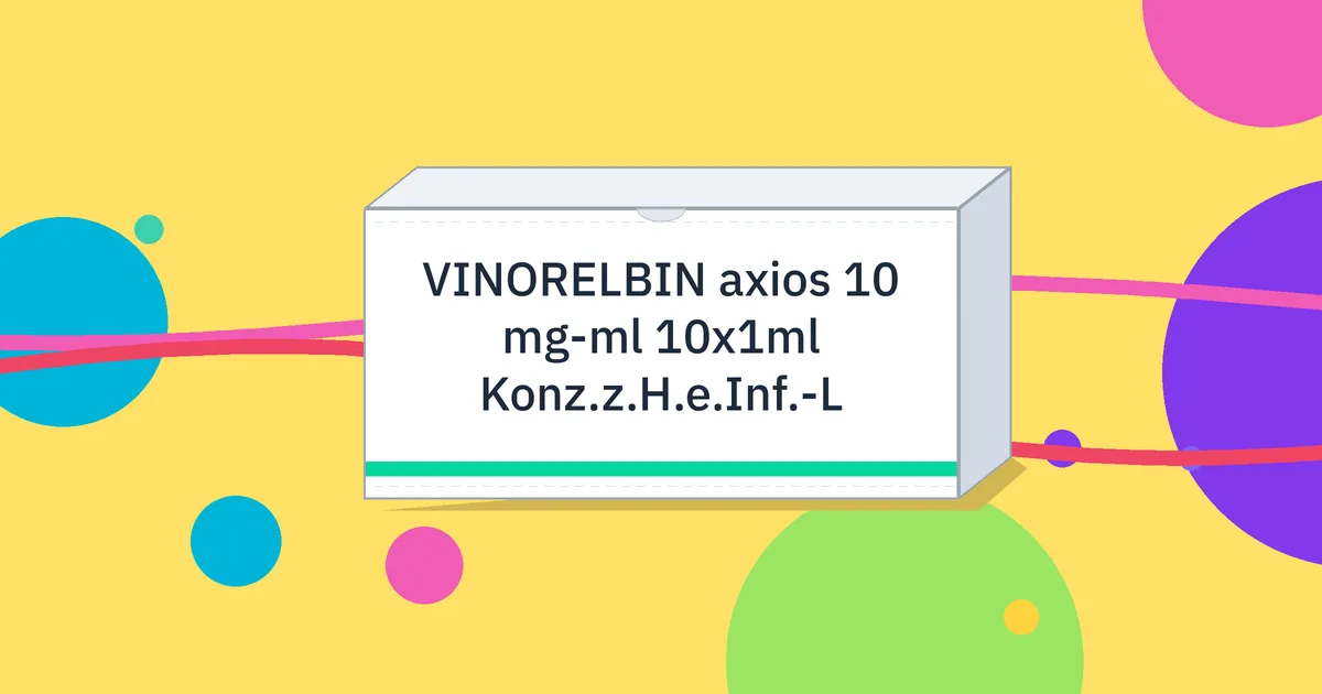 Symbolbild: Packung mit der Aufschrift VINORELBIN axios 10 mg-ml 10x1ml Konz.z.H.e.Inf.-L (PZN 10837590) – Verfügbarkeit und Bezug in Apotheken in Frankfurt am Main