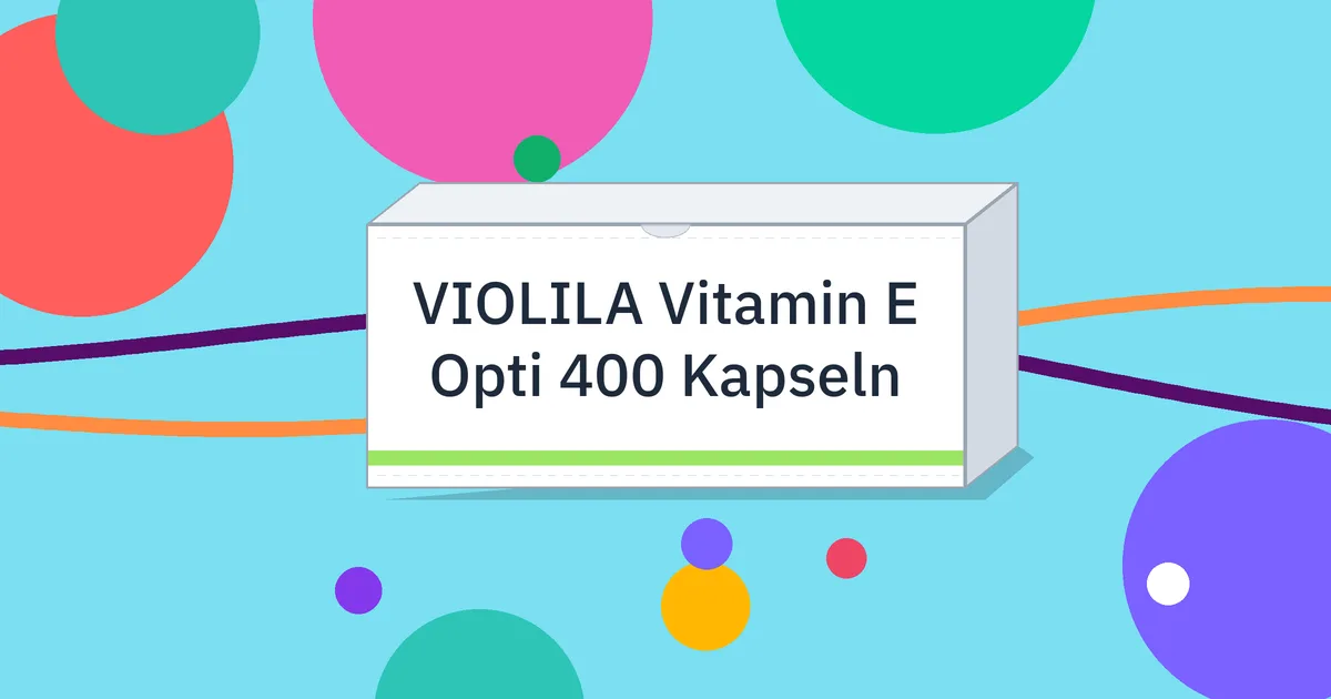 Symbolbild: Packung mit der Aufschrift VIOLILA Vitamin E Opti 400 Kapseln (PZN 20087701) – Verfügbarkeit und Bezug in Apotheken in Frankfurt am Main