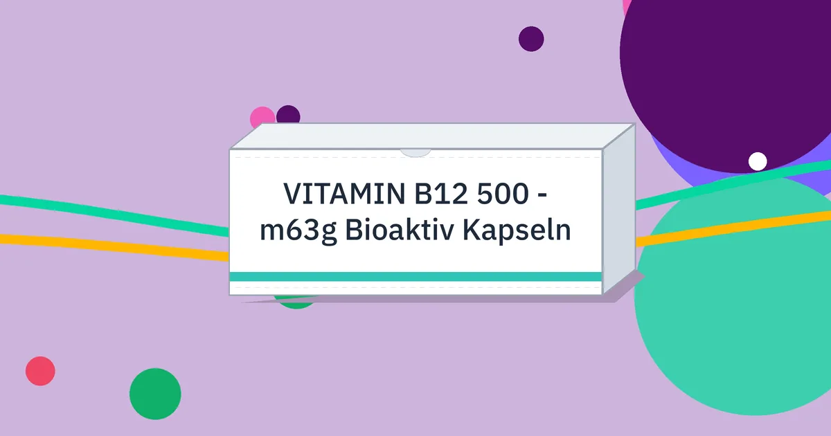 Symbolbild: Packung mit der Aufschrift VITAMIN B12 500 -m63g Bioaktiv Kapseln (PZN 19408100) – Verfügbarkeit und Bezug in Apotheken in Frankfurt am Main