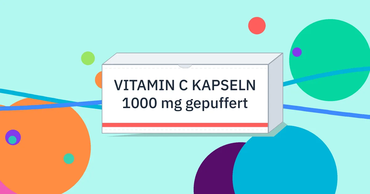 Symbolbild: Packung mit der Aufschrift VITAMIN C KAPSELN 1000 mg gepuffert (PZN 16945091) – Verfügbarkeit und Bezug in Apotheken in Frankfurt am Main