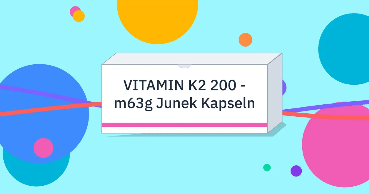Symbolbild: Packung mit der Aufschrift VITAMIN K2 200 -m63g Junek Kapseln (PZN 16572371) – Verfügbarkeit und Bezug in Apotheken in Frankfurt am Main