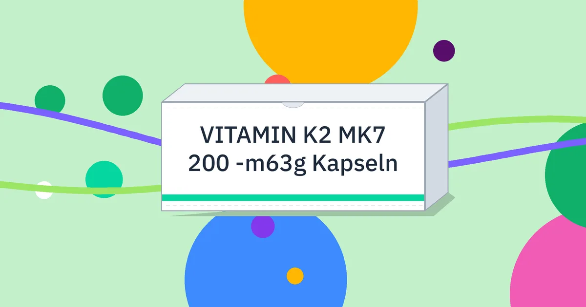 Symbolbild: Packung mit der Aufschrift VITAMIN K2 MK7 200 -m63g Kapseln (PZN 15738361) – Verfügbarkeit und Bezug in Apotheken in Frankfurt am Main