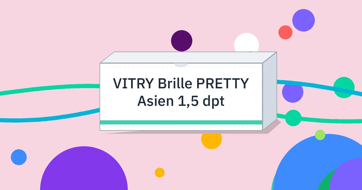 Symbolbild: Packung mit der Aufschrift VITRY Brille PRETTY Asien 1,5 dpt (PZN 18163010) – Verfügbarkeit und Bezug in Apotheken in Frankfurt am Main