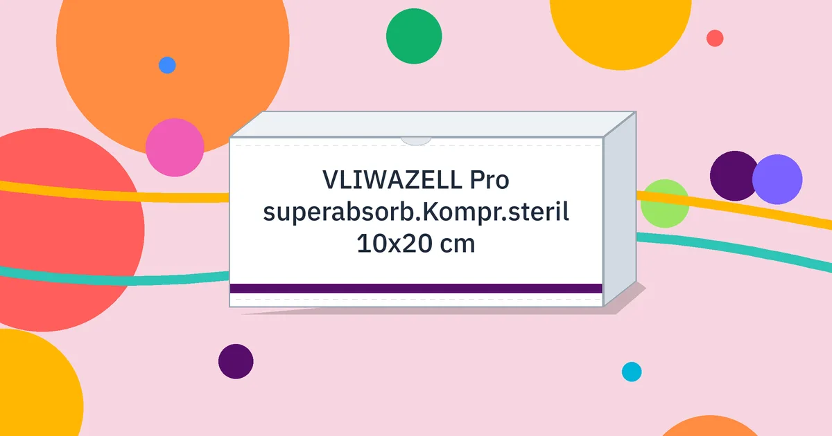 Symbolbild: Packung mit der Aufschrift VLIWAZELL Pro superabsorb.Kompr.steril 10x20 cm (PZN 20009581) – Verfügbarkeit und Bezug in Apotheken in Frankfurt am Main