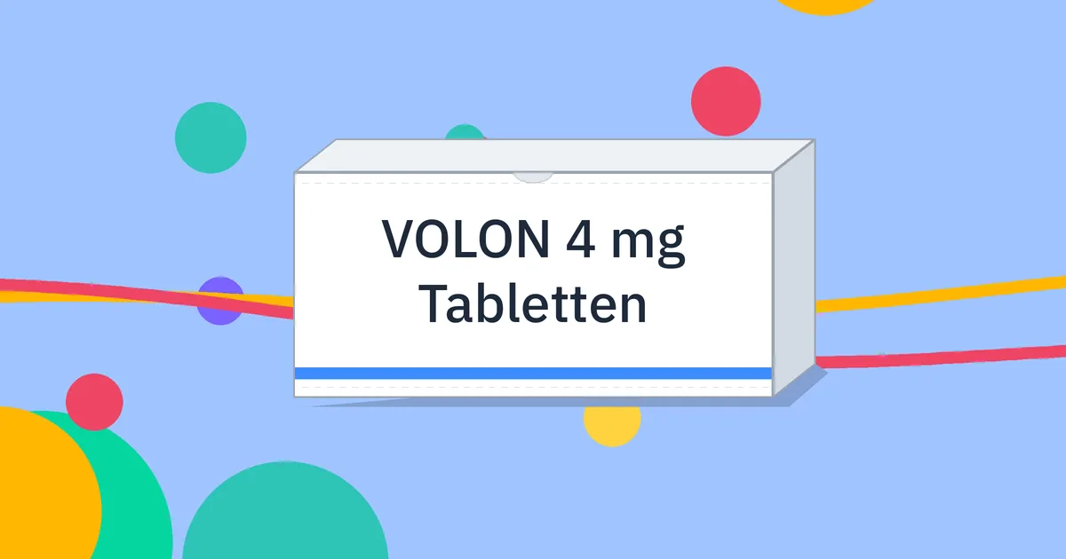 Symbolbild: Packung mit der Aufschrift VOLON 4 mg Tabletten (PZN 01115780) – Verfügbarkeit und Bezug in Apotheken in Frankfurt am Main