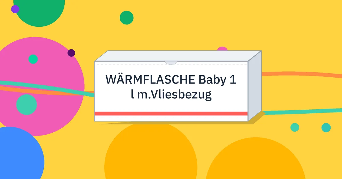 Symbolbild: Packung mit der Aufschrift WÄRMFLASCHE Baby 1 l m.Vliesbezug (PZN 08434672) – Verfügbarkeit und Bezug in Apotheken in Frankfurt am Main