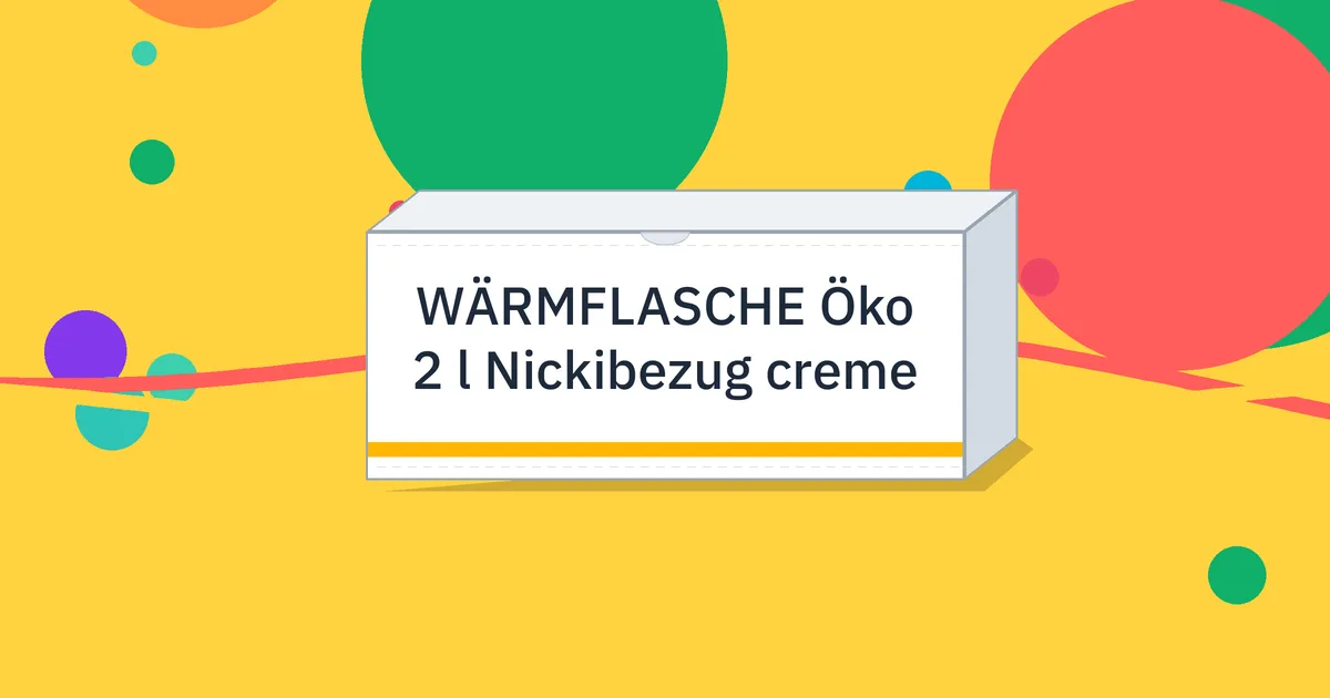 Symbolbild: Packung mit der Aufschrift WÄRMFLASCHE Öko 2 l Nickibezug creme (PZN 16329021) – Verfügbarkeit und Bezug in Apotheken in Frankfurt am Main
