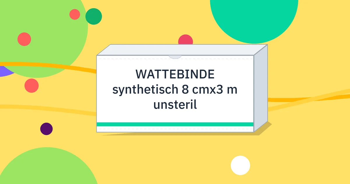 Symbolbild: Packung mit der Aufschrift WATTEBINDE synthetisch 8 cmx3 m unsteril (PZN 04015872) – Verfügbarkeit und Bezug in Apotheken in Frankfurt am Main