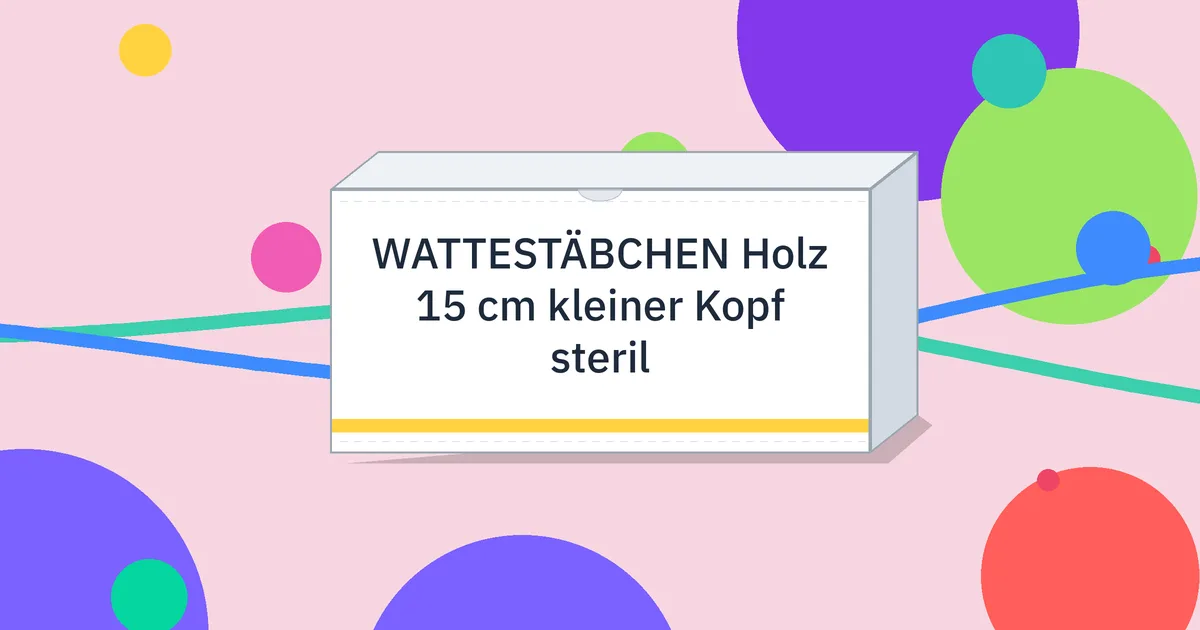 Symbolbild: Packung mit der Aufschrift WATTESTÄBCHEN Holz 15 cm kleiner Kopf steril (PZN 01525319) – Verfügbarkeit und Bezug in Apotheken in Frankfurt am Main