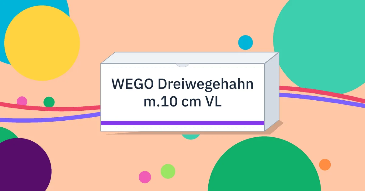 Symbolbild: Packung mit der Aufschrift WEGO Dreiwegehahn m.10 cm VL (PZN 20058651) – Verfügbarkeit und Bezug in Apotheken in Frankfurt am Main