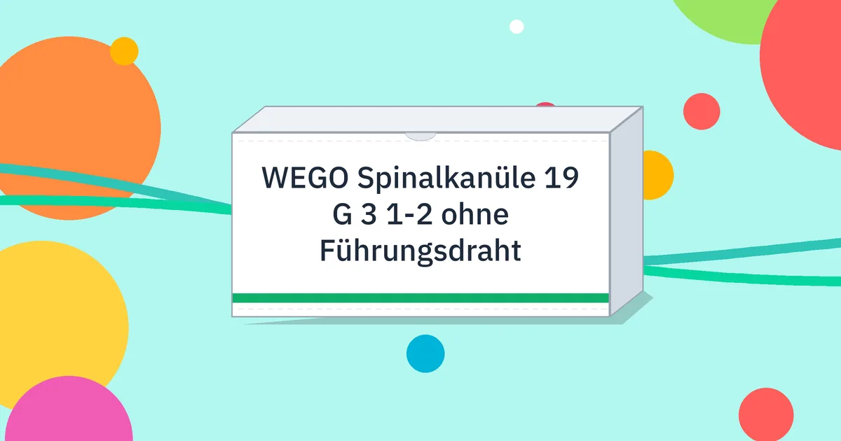 Symbolbild: Packung mit der Aufschrift WEGO Spinalkanüle 19 G 3 1-2 ohne Führungsdraht (PZN 18859958) – Verfügbarkeit und Bezug in Apotheken in Frankfurt am Main