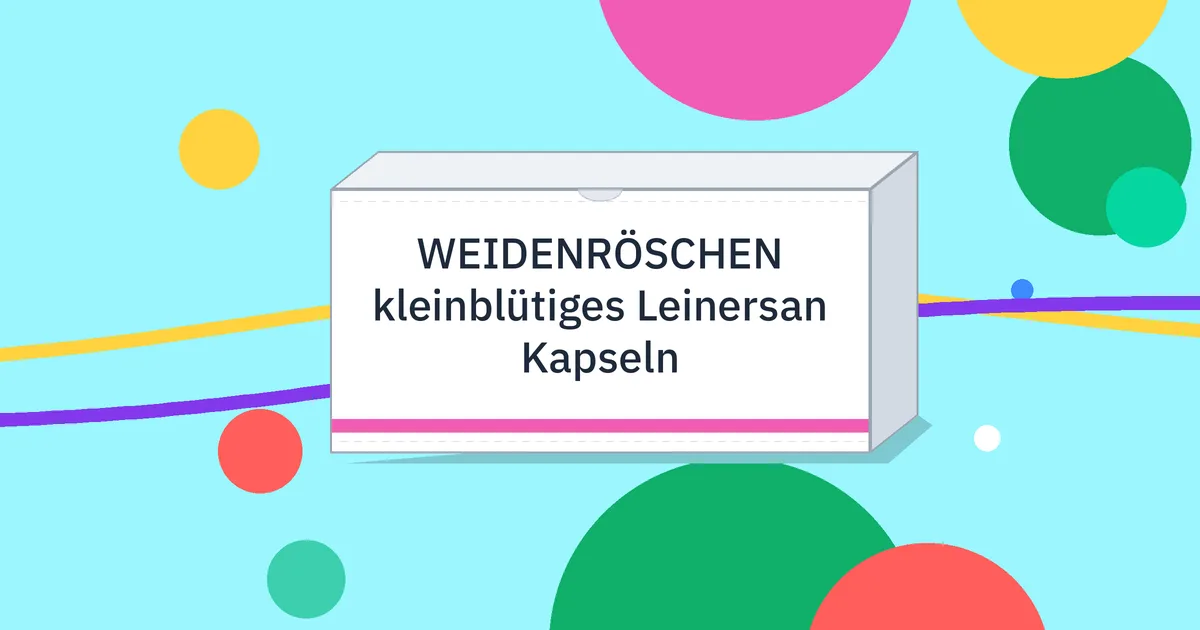 Symbolbild: Packung mit der Aufschrift WEIDENRÖSCHEN kleinblütiges Leinersan Kapseln (PZN 20184930) – Verfügbarkeit und Bezug in Apotheken in Frankfurt am Main