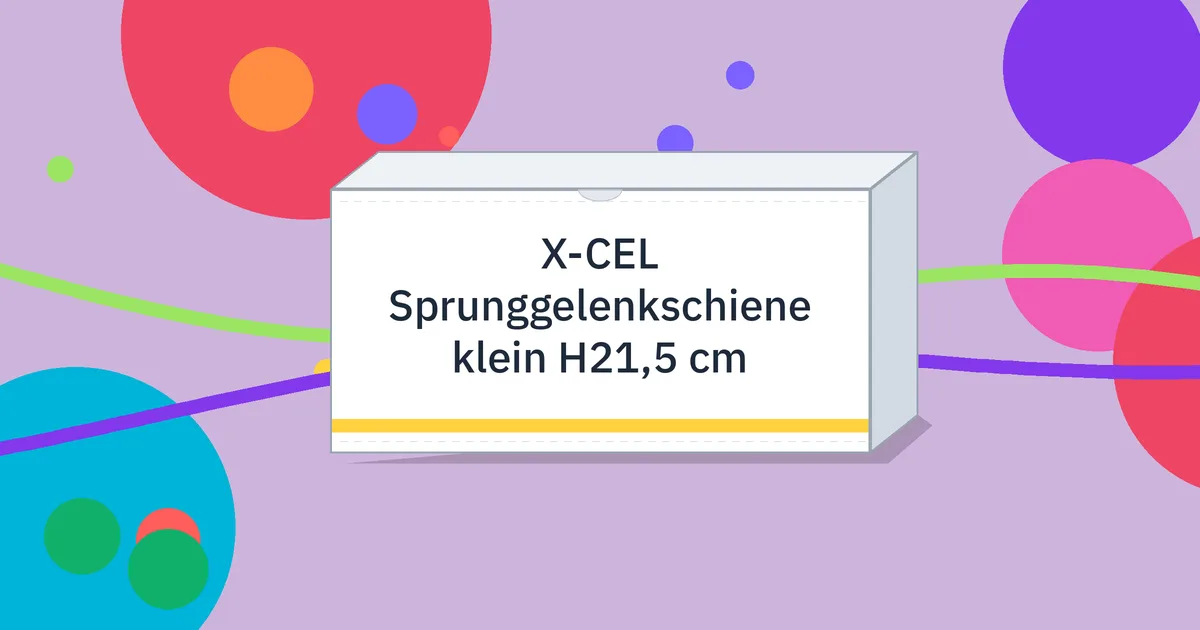 Symbolbild: Packung mit der Aufschrift X-CEL Sprunggelenkschiene klein H21,5 cm (PZN 06643615) – Verfügbarkeit und Bezug in Apotheken in Frankfurt am Main