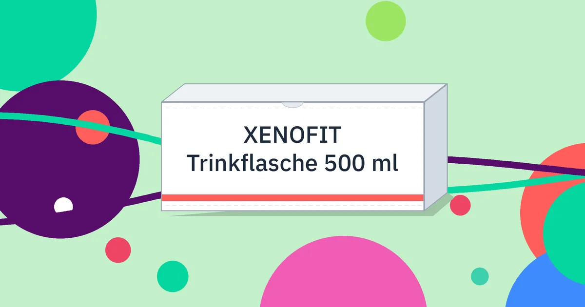 Symbolbild: Packung mit der Aufschrift XENOFIT Trinkflasche 500 ml (PZN 19480965) – Verfügbarkeit und Bezug in Apotheken in Frankfurt am Main